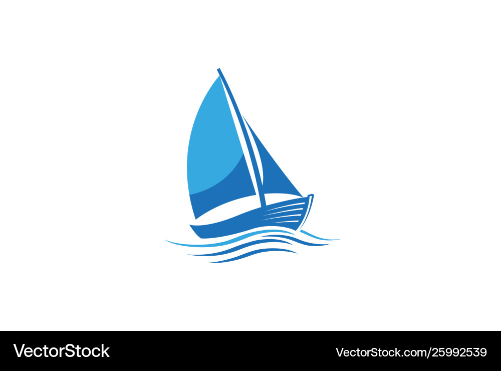 Creative blue yacht boat logo design symbol Vector Image