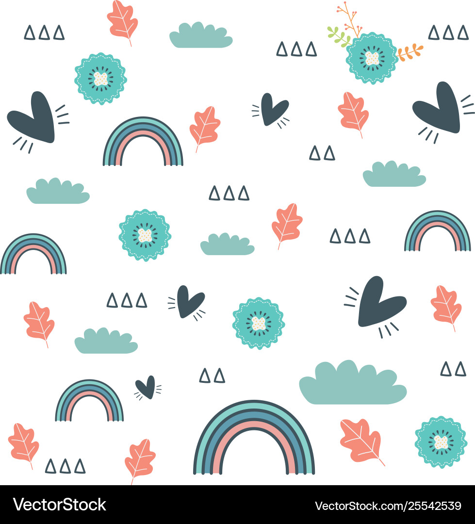 Rainbow with leaves background Royalty Free Vector Image