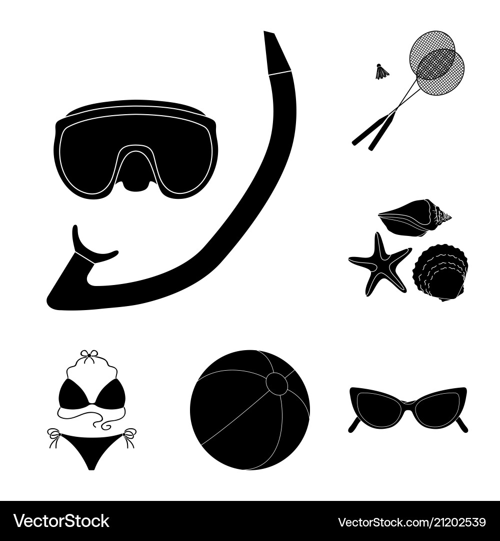 Summer rest black icons in set collection Vector Image