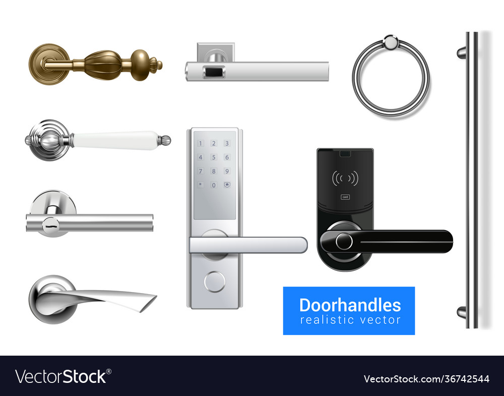 Door knobs handles set Royalty Free Vector Image