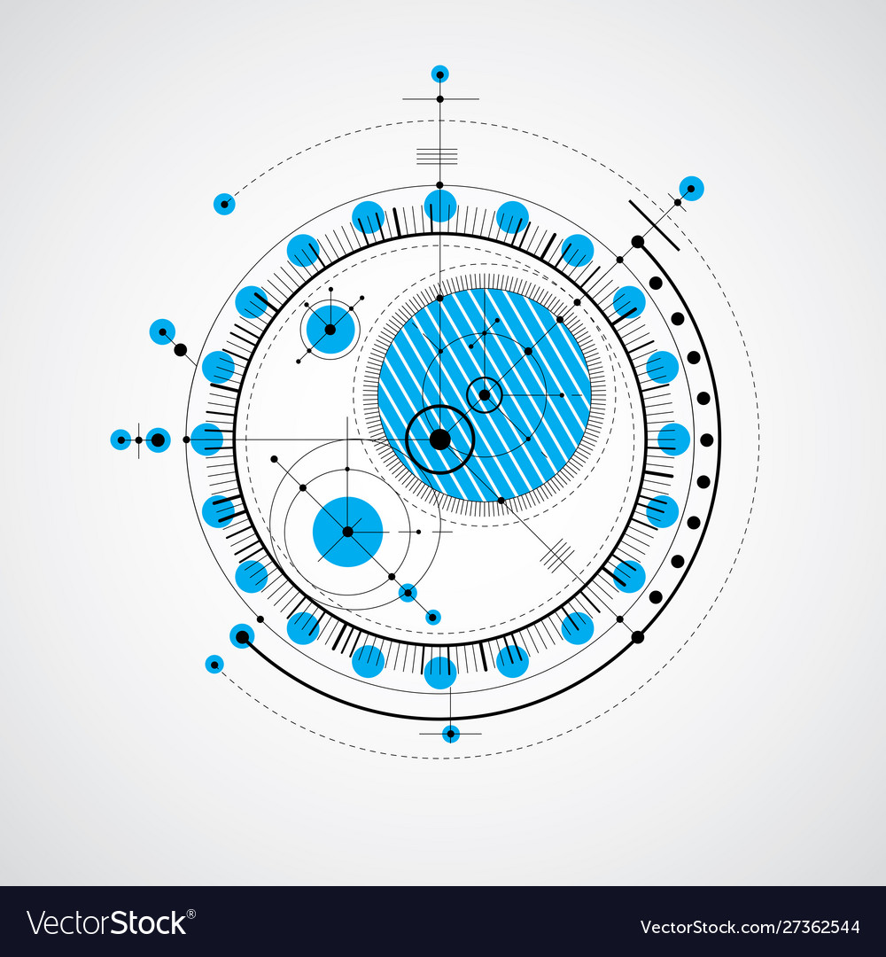 Geometric technology drawing blue technical Vector Image