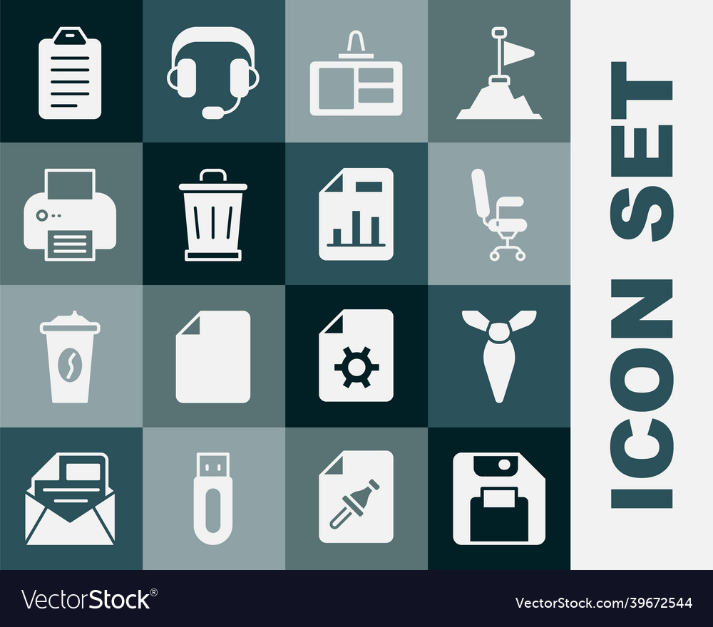Set floppy disk tie office chair identification Vector Image Set floppy disk tie office chair identification Vector Image
