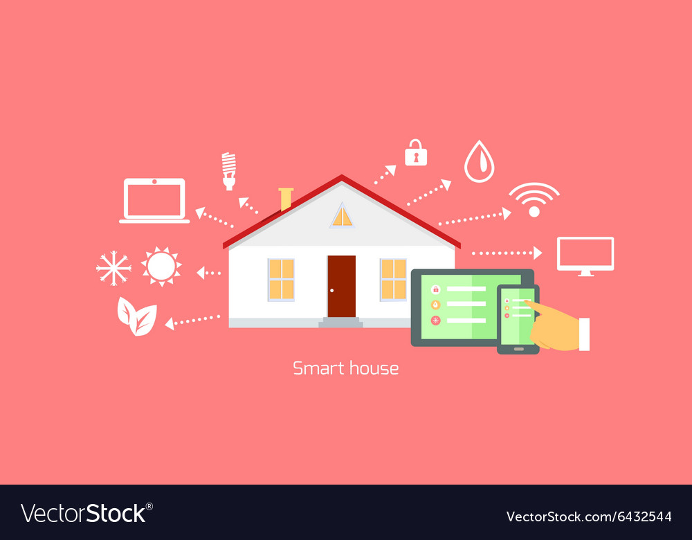 Smart house concept icon flat design Royalty Free Vector