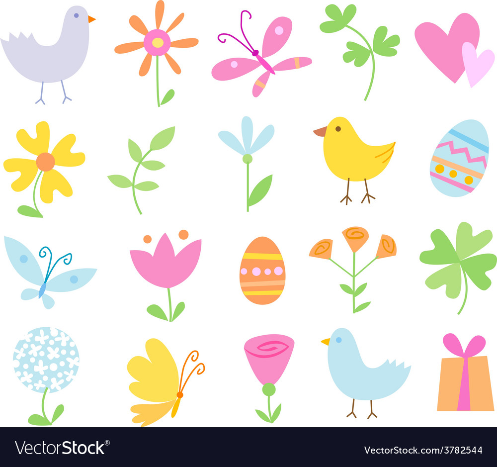 Spring holiday objects Royalty Free Vector Image