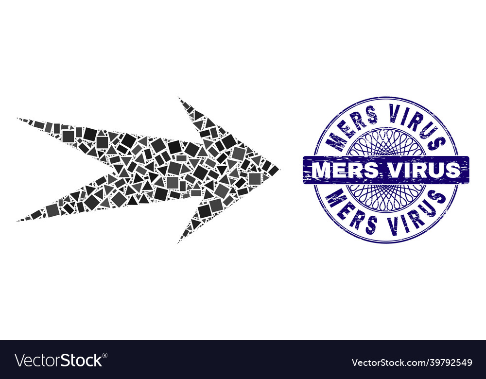 Distress mers virus stamp seal and geometric arrow Distress mers virus stamp seal and geometric arrow