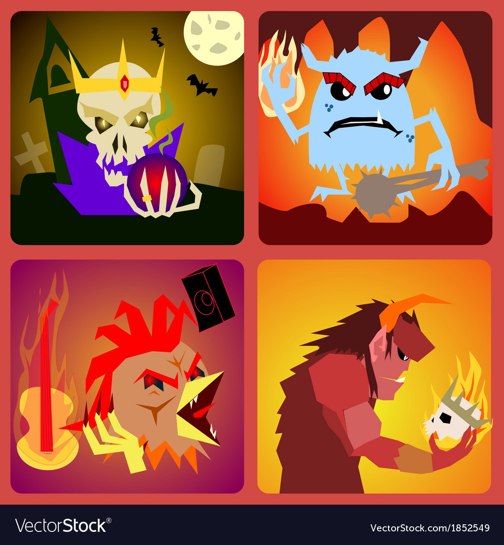 Evil icons in flat style for web and mobile Vector Image