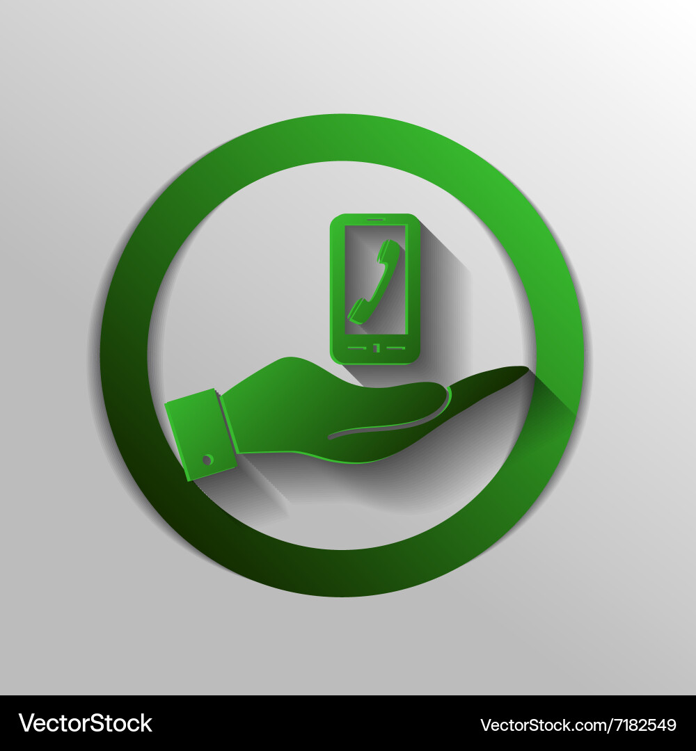 Hand holding a smartphone with the symbol Vector Image