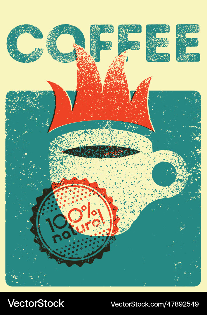 Hot coffee typographical vintage grunge poster Vector Image