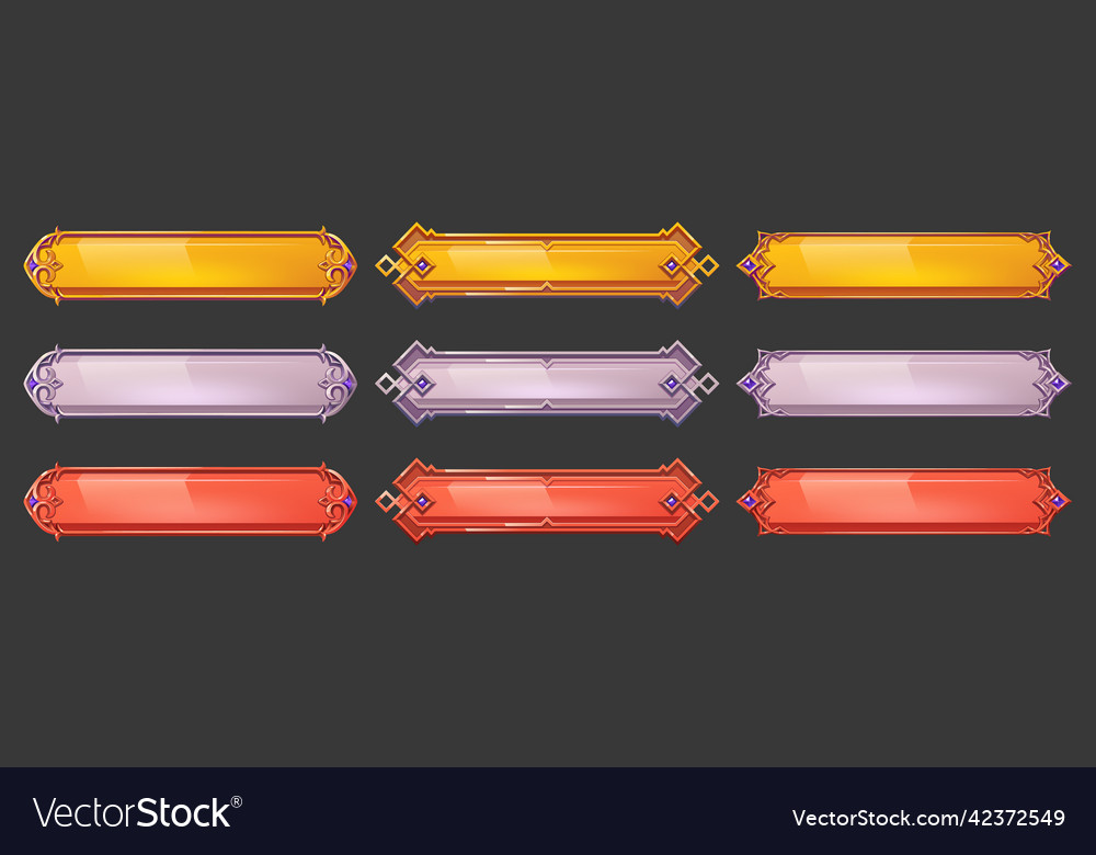 Medieval game menu frames ui elements buttons Vector Image