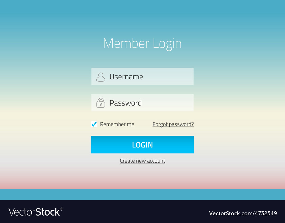 Modern member login website form with tranparent Vector Image