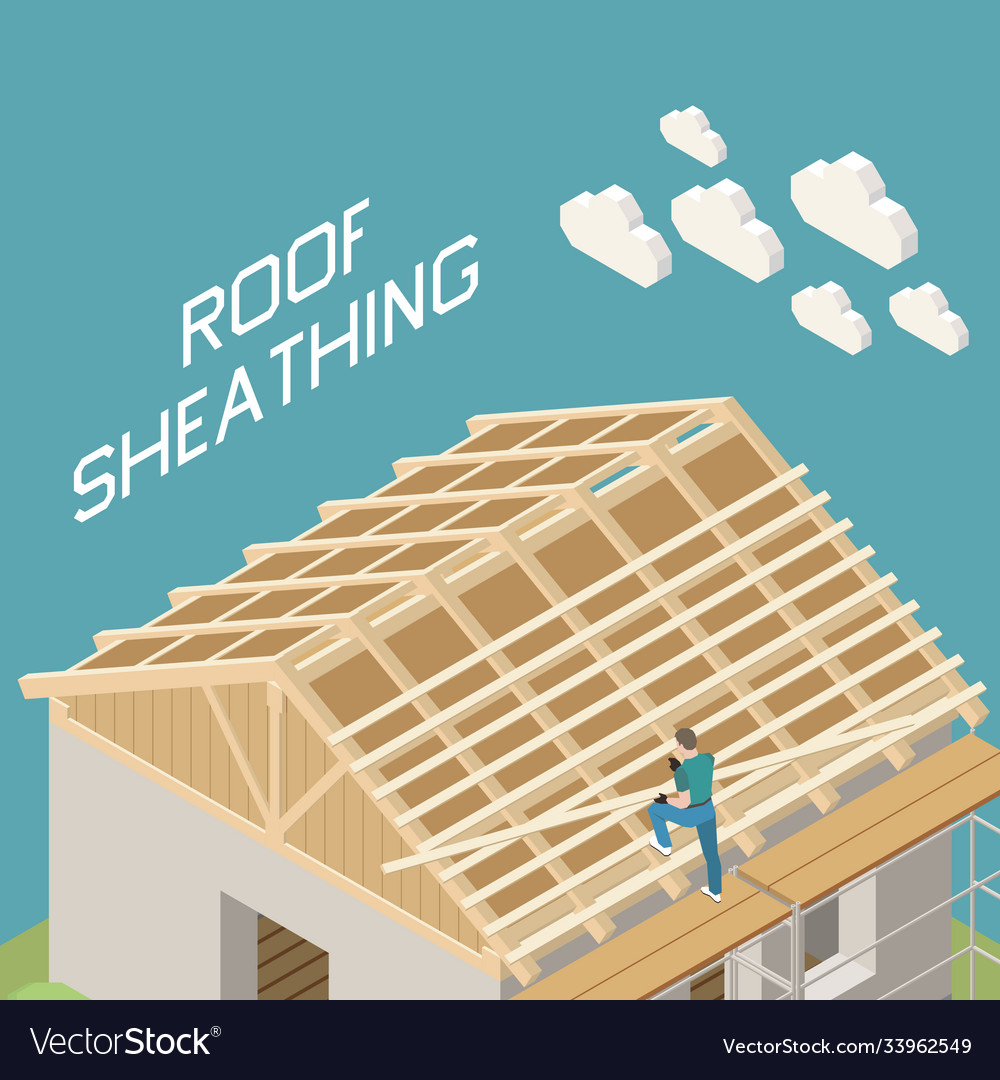 Roofer isometric composition Royalty Free Vector Image