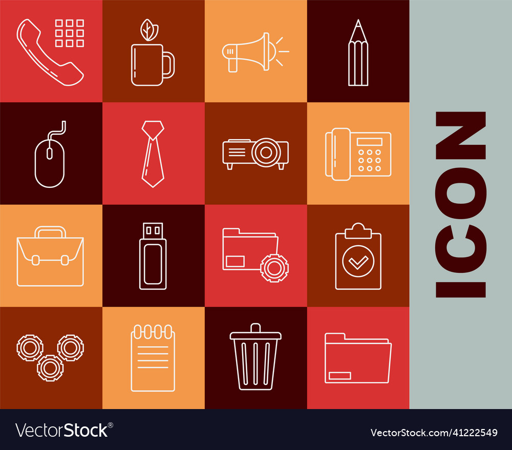 Set line document folder completed task Royalty Free Vector