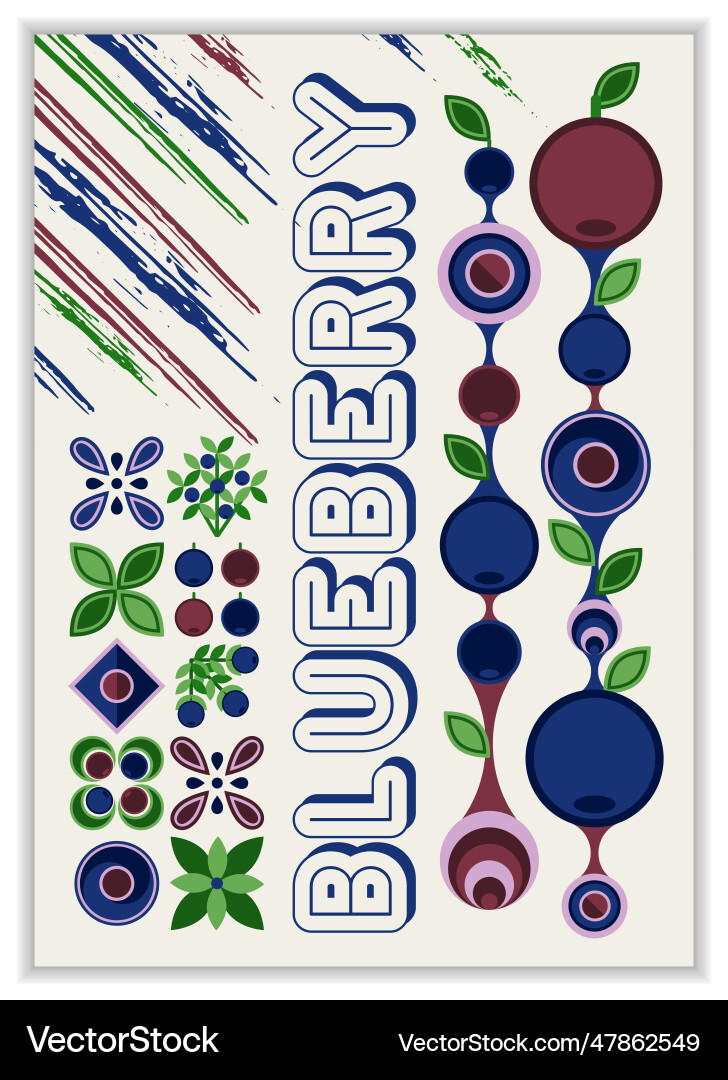Vertical poster with blueberry geometric shapes Vector Image