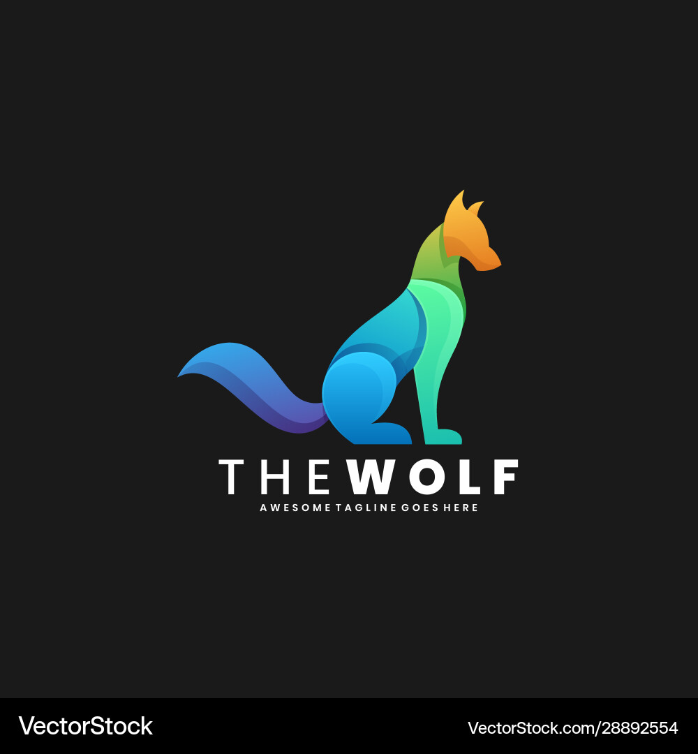 Logo the wolf gradient colorful Royalty Free Vector Image