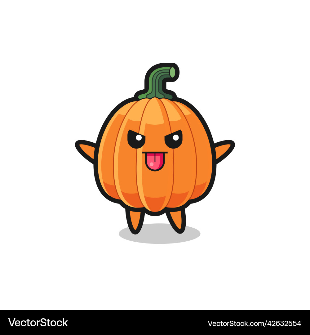 Naughty pumpkin character in mocking pose Vector Image