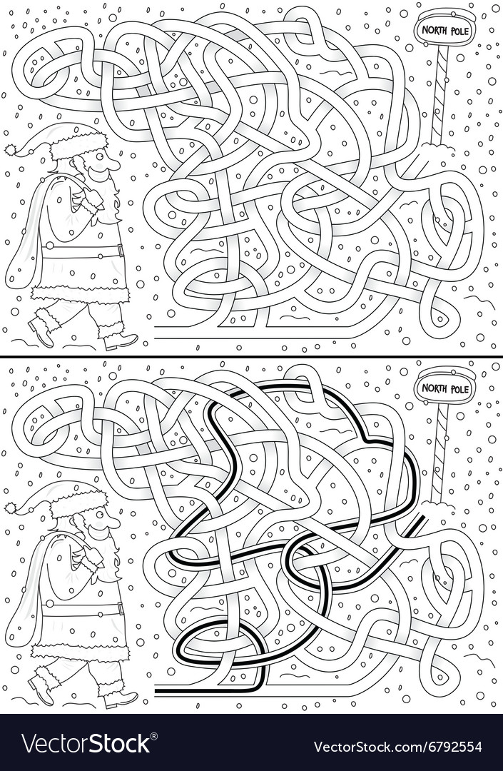 Santa Claus maze Royalty Free Vector Image - VectorStock Santa Claus maze Royalty Free Vector Image - VectorStock
