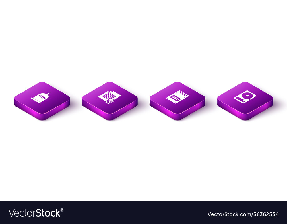 Set isometric tombstone with rip written delete Vector Image Set isometric tombstone with rip written delete Vector Image