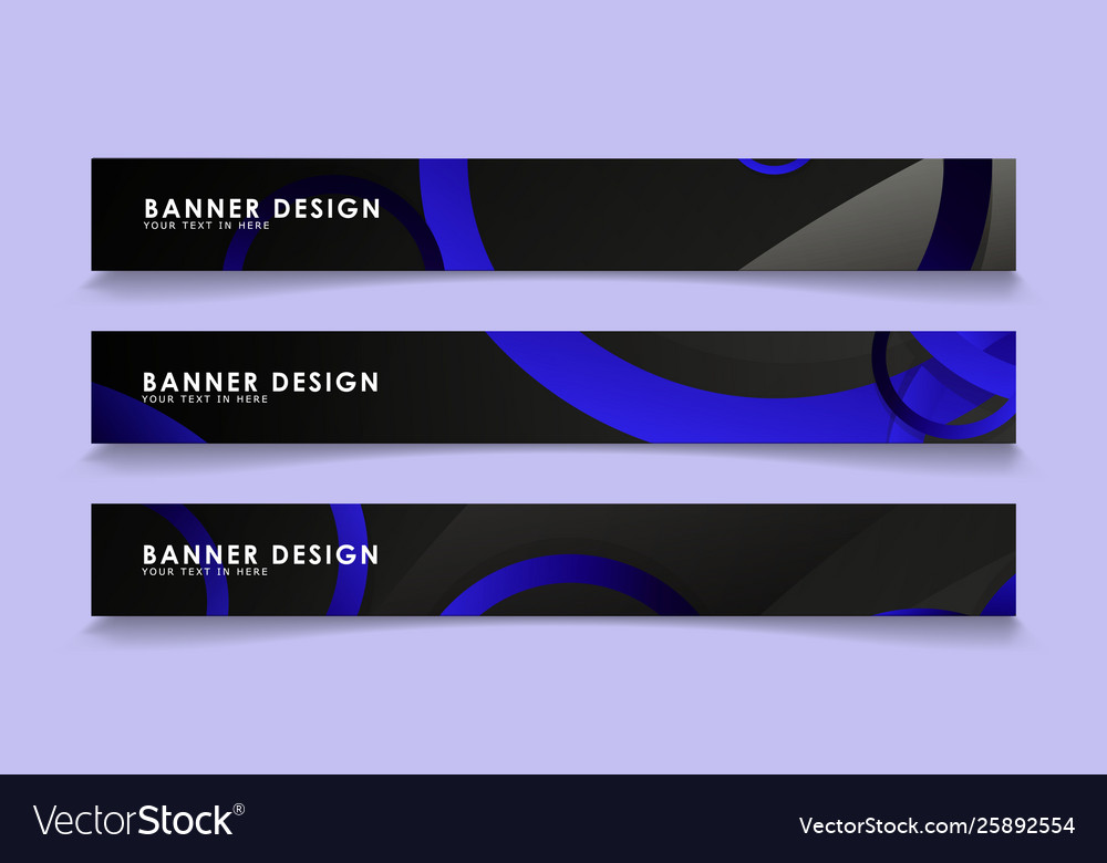 Set rectangular banners with background dark Vector Image