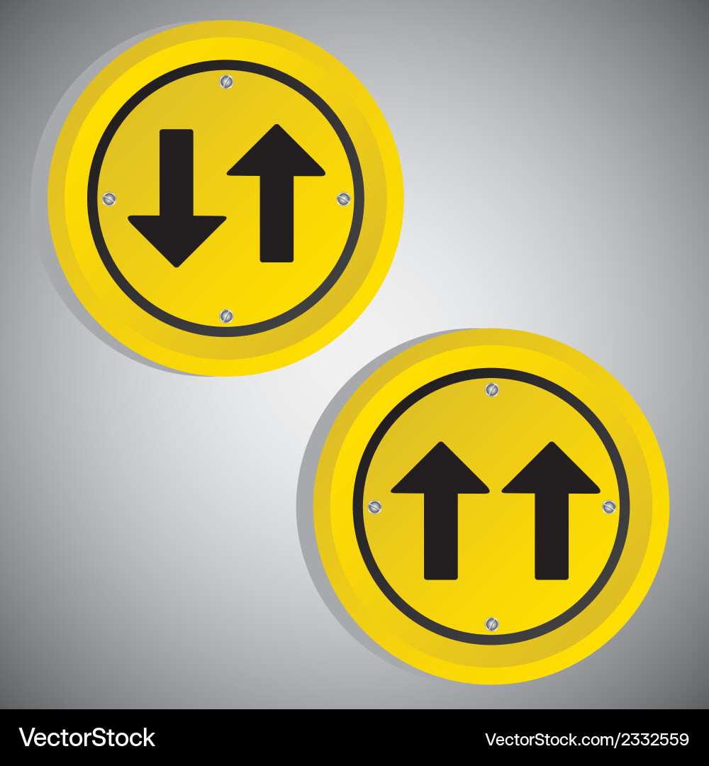 Arrows yellow circle signs over gray background Vector Image