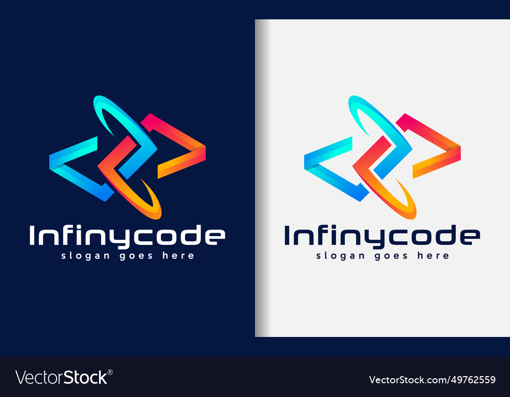 Infinycode logo design modern stylish coding Vector Image