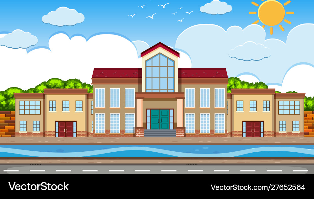 An outdoor scene with school Royalty Free Vector Image