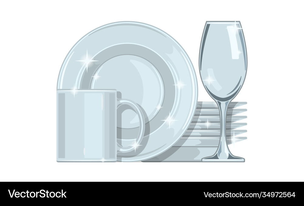 Clean wash dishes isolated on white background Vector Image