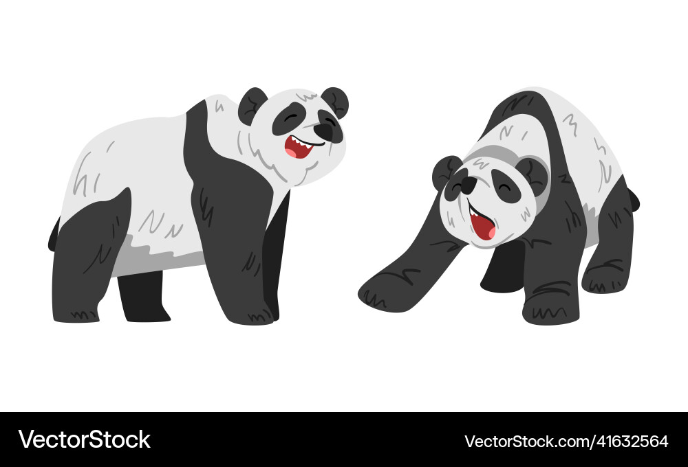 Funny panda wild animals cartoon Royalty Free Vector Image
