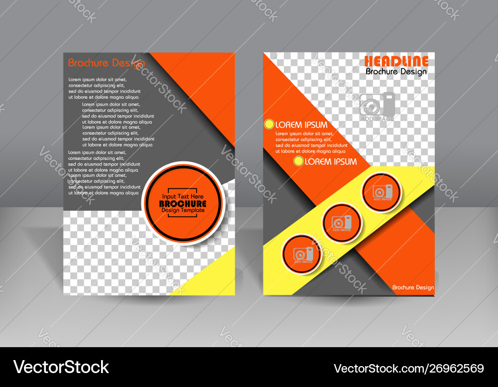 Flyer design orange and gray color Royalty Free Vector Image