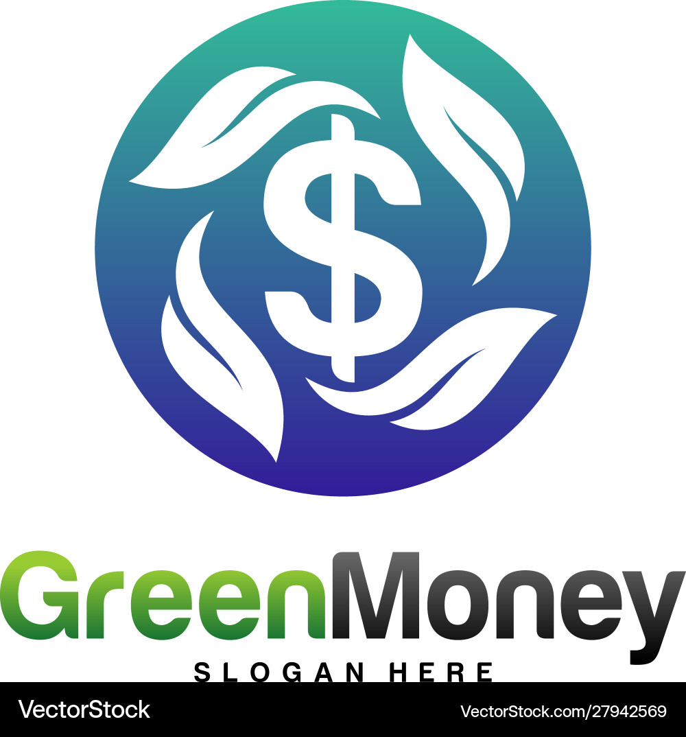 Money with leaf logo design concept green Vector Image
