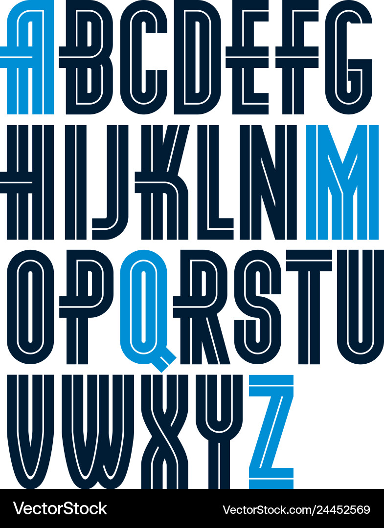 Set bold capital alphabet letters made Royalty Free Vector