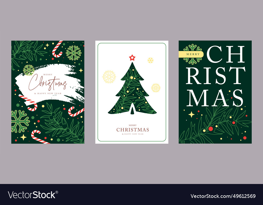 Set of christmas holiday greeting cards or covers Vector Image