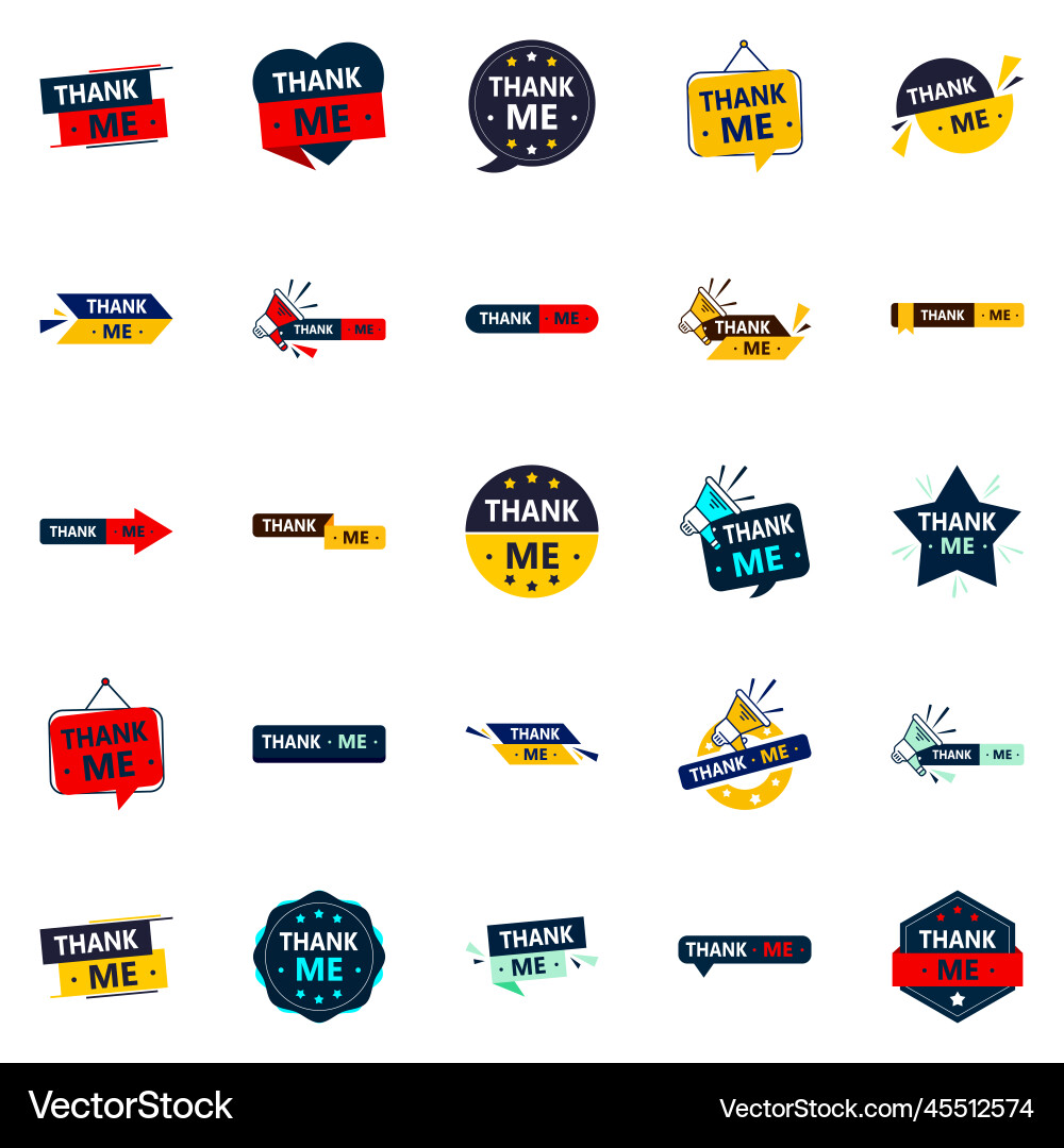 25 dynamic thank me banners to show your Vector Image