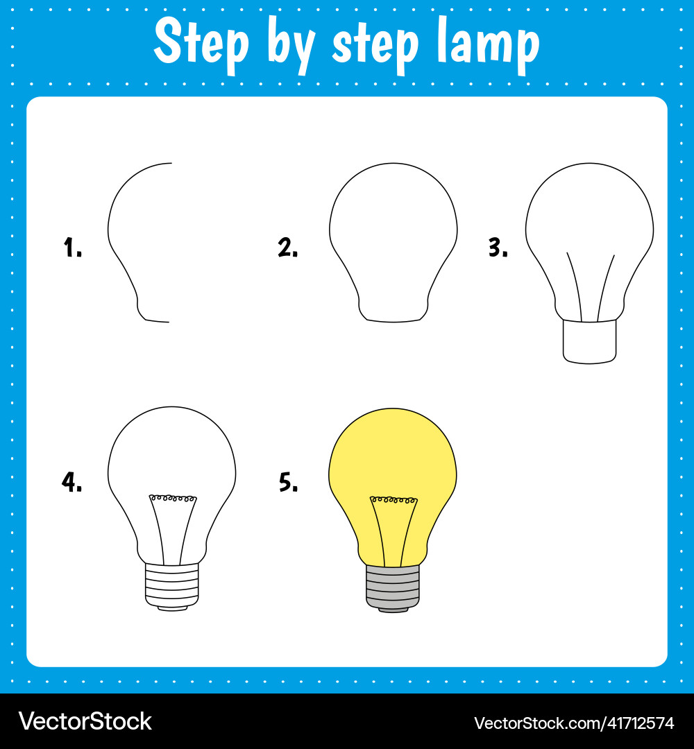 How to draw lamp educational page for children Vector Image