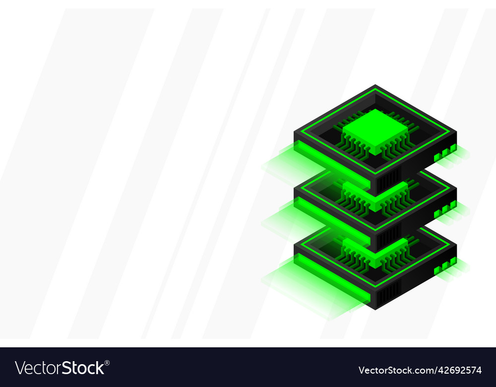 Quantum Computer Large Data Processing Server Vector Image