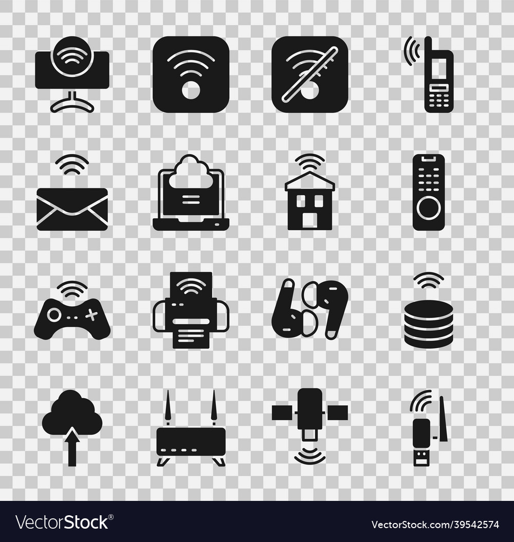 Set usb wireless adapter smart data server Vector Image