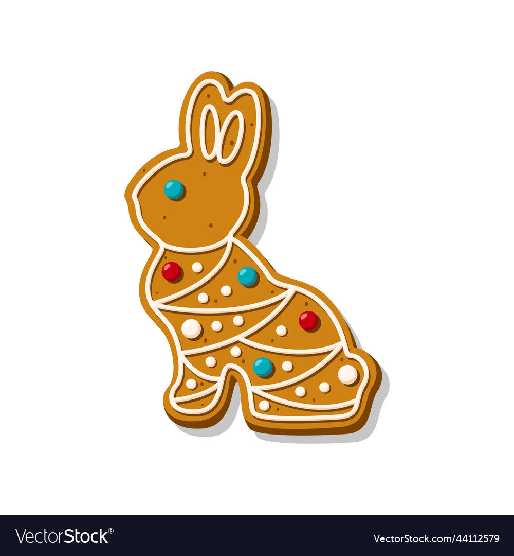Christmas gingerbread cookies in shape of rabbit Vector Image