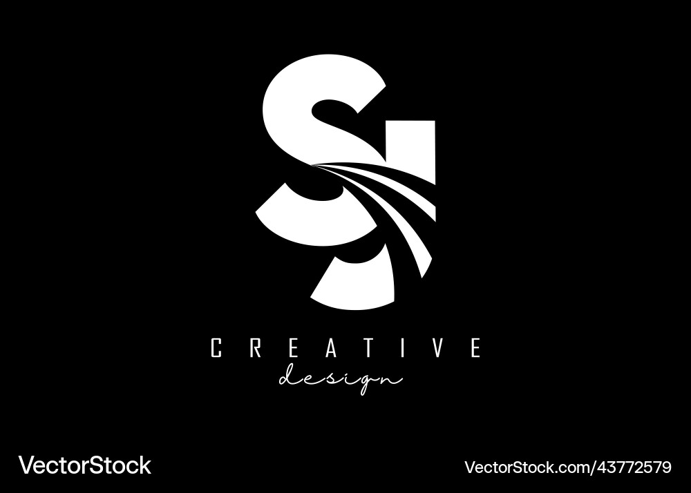 Creative white letters sj s j logo with leading Vector Image