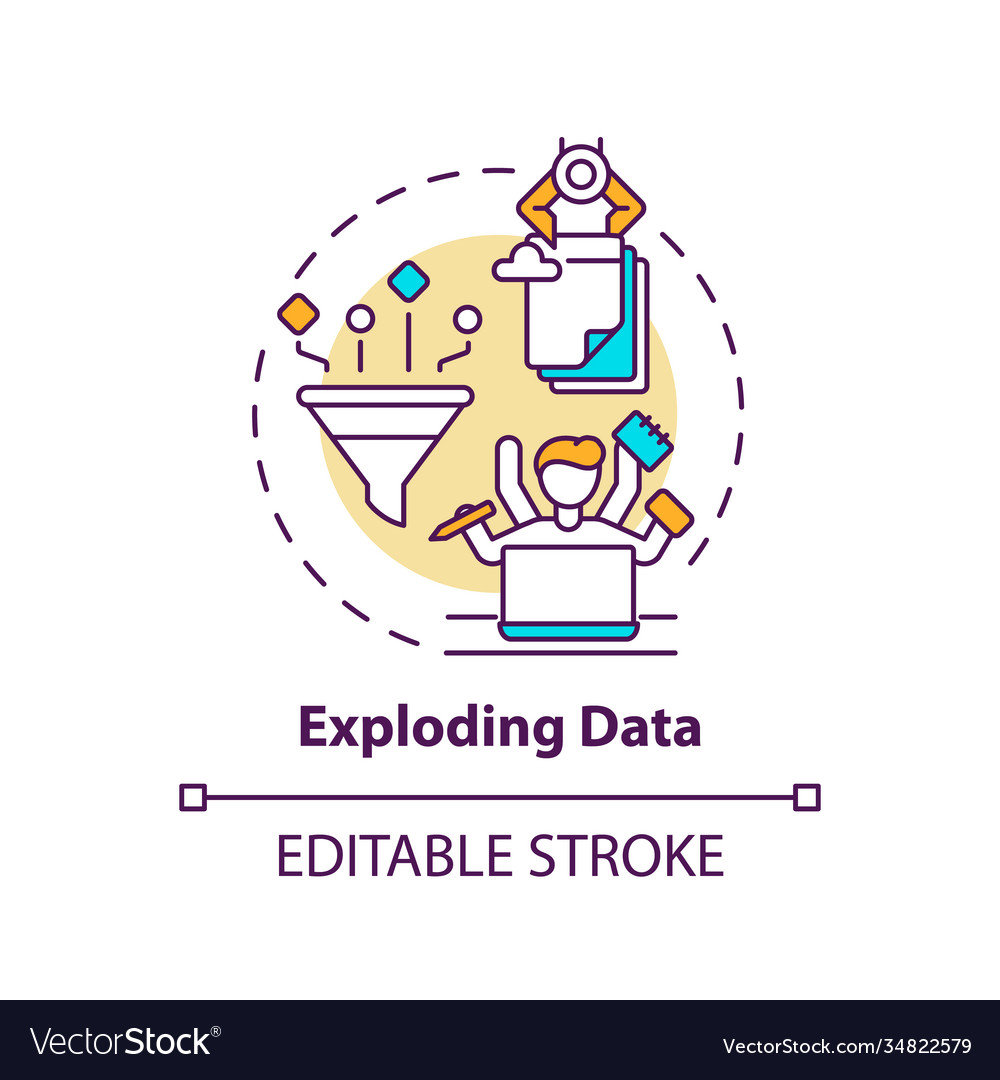 Exploding data concept icon Royalty Free Vector Image