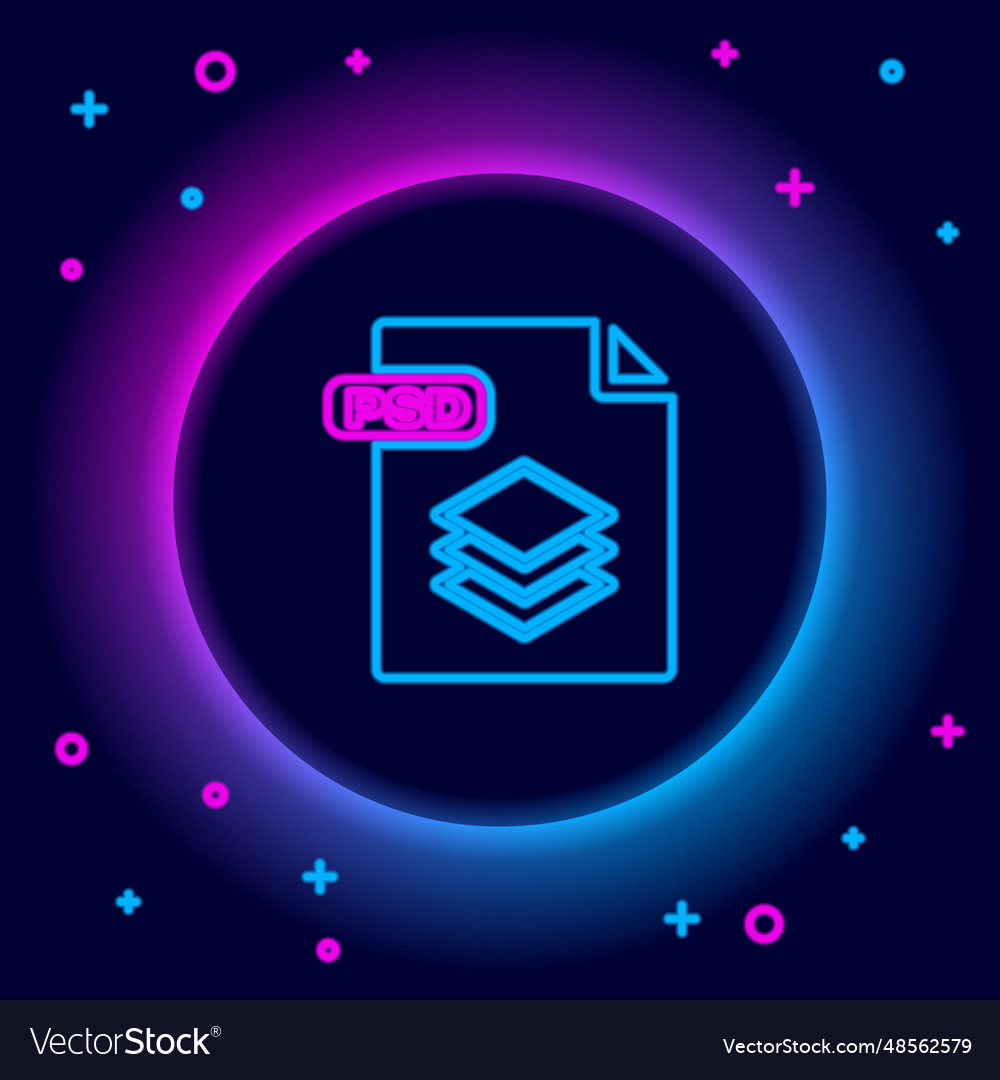 Glowing neon line psd file document download Vector Image