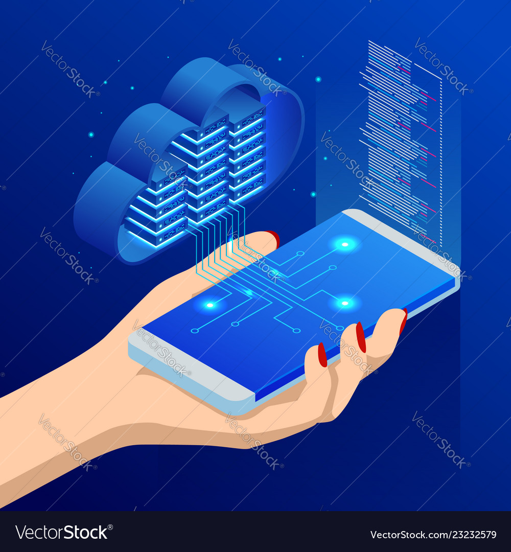 Isometric Cloud Computing Concept Cloud Royalty Free Vector