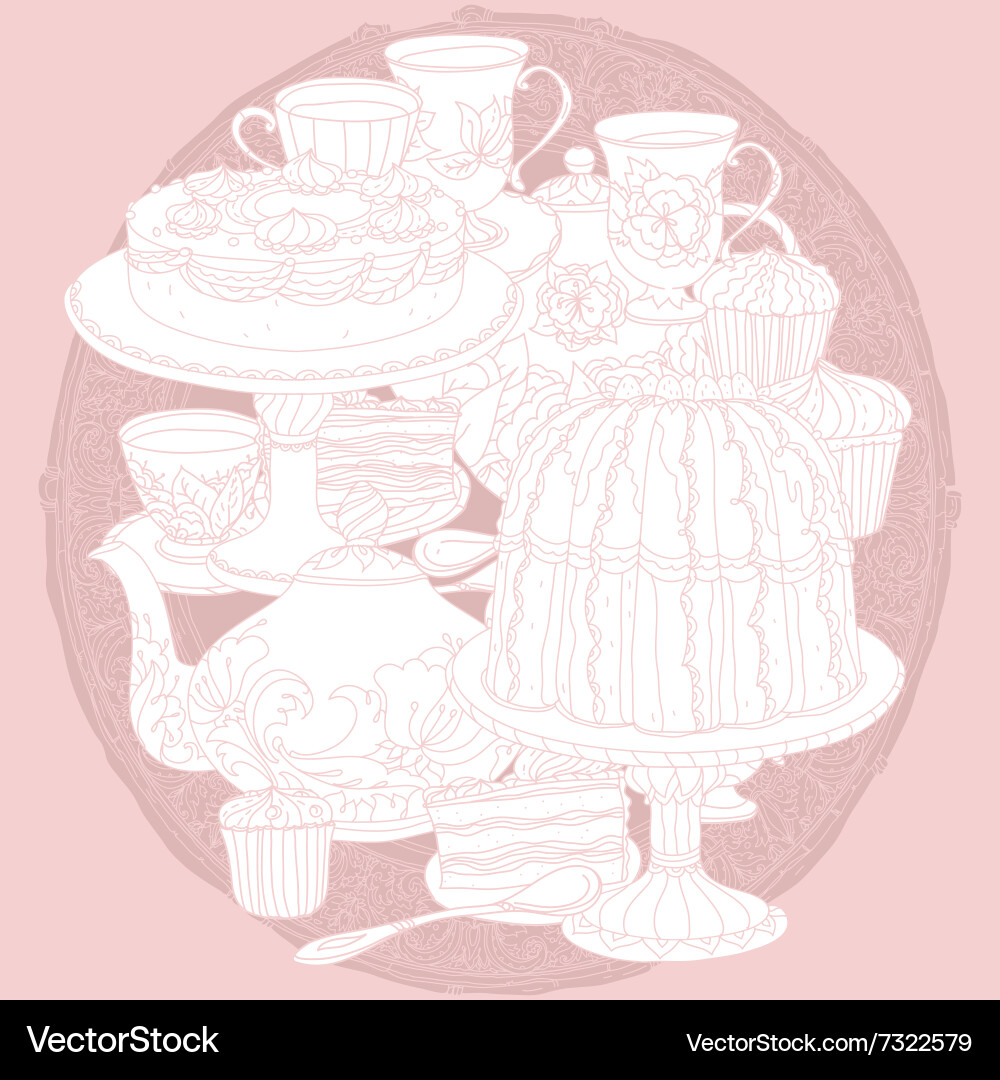 Pastel floral tea time Royalty Free Vector Image