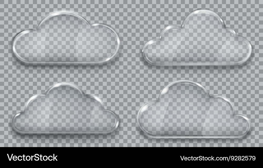 Set of transparent glass clouds Royalty Free Vector Image