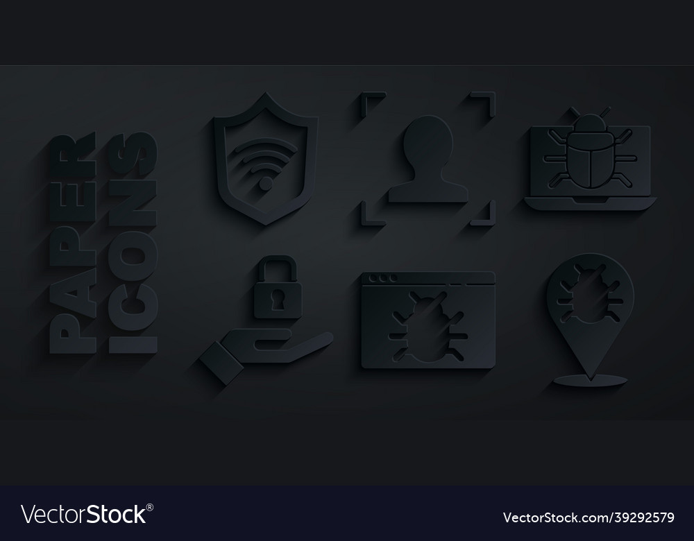 Set system bug on monitor lock in hand face Vector Image Set system bug on monitor lock in hand face Vector Image