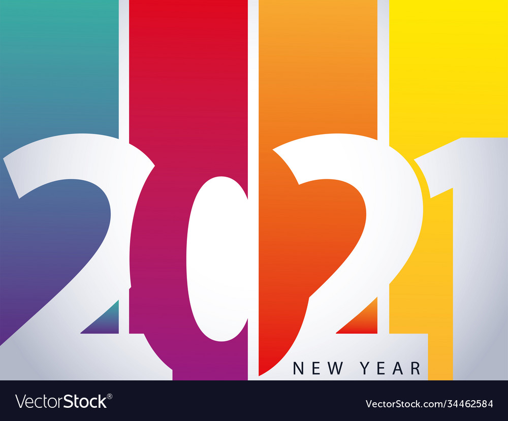 2021 happy new year greeting card with number Vector Image