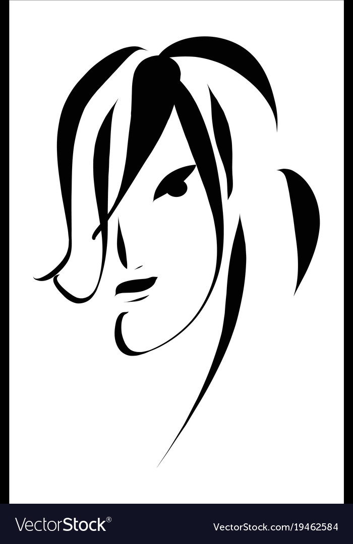 Art sketching beautiful melancholy girl Royalty Free Vector