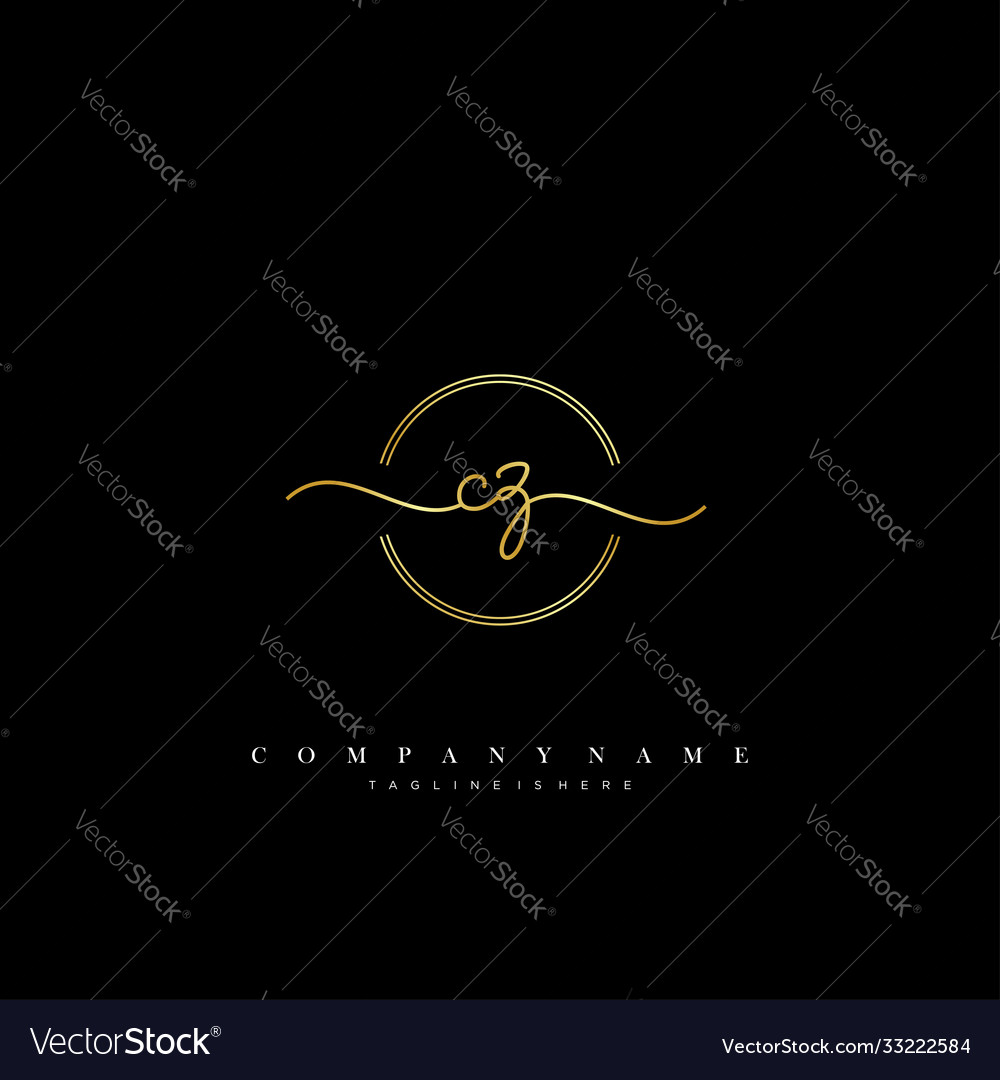 Cz initial handwriting minimalist geometric logo Vector Image Cz initial handwriting minimalist geometric logo Vector Image