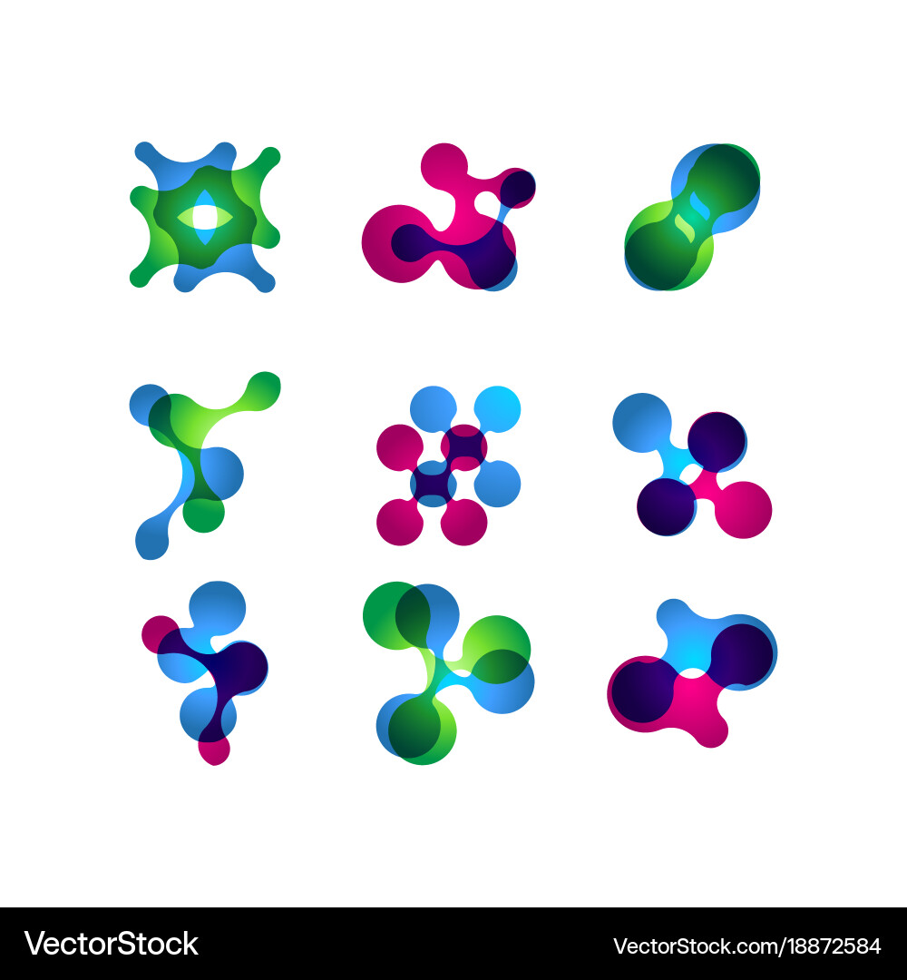 Set of minimal geometric multicolor symbol Vector Image