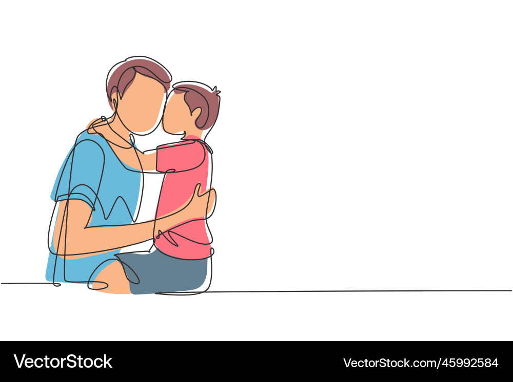 Single one line drawing sweet little boy Vector Image
