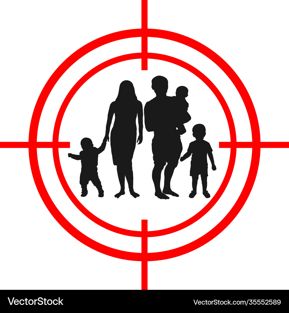 Family with children target under aim Royalty Free Vector
