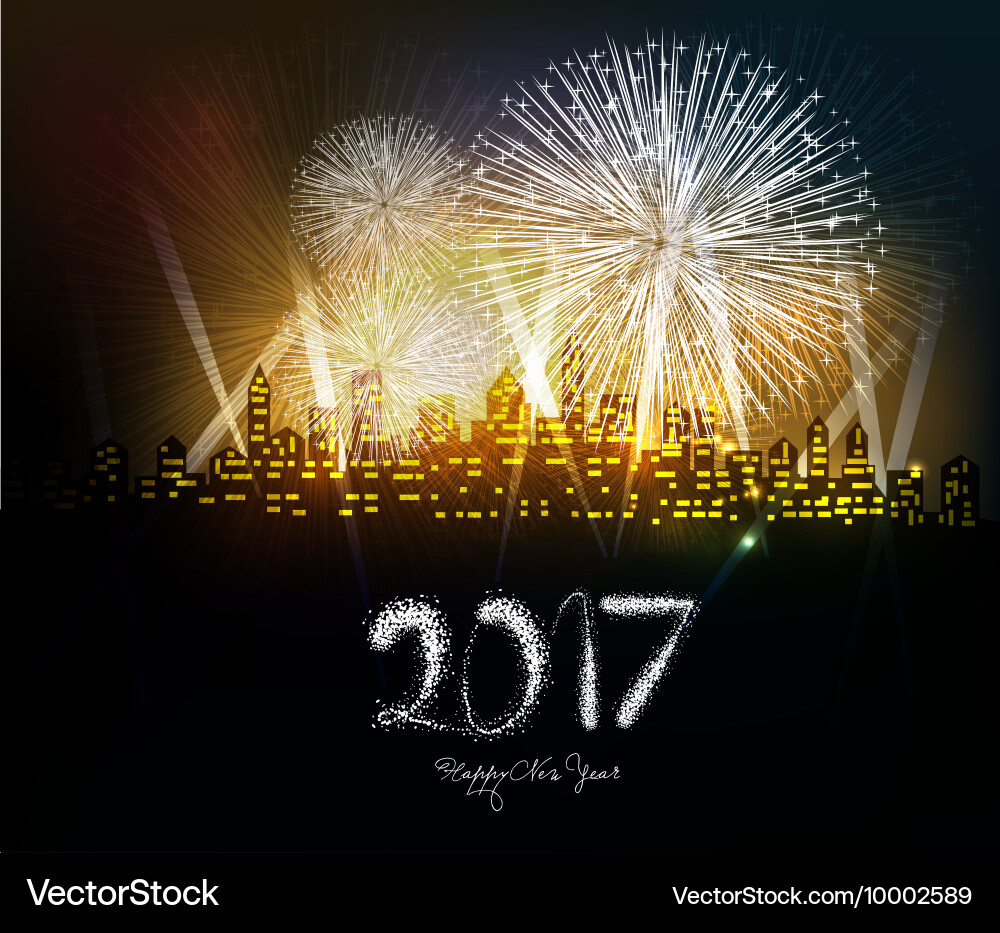 Happy new year 2017 written with sparkle firework Vector Image